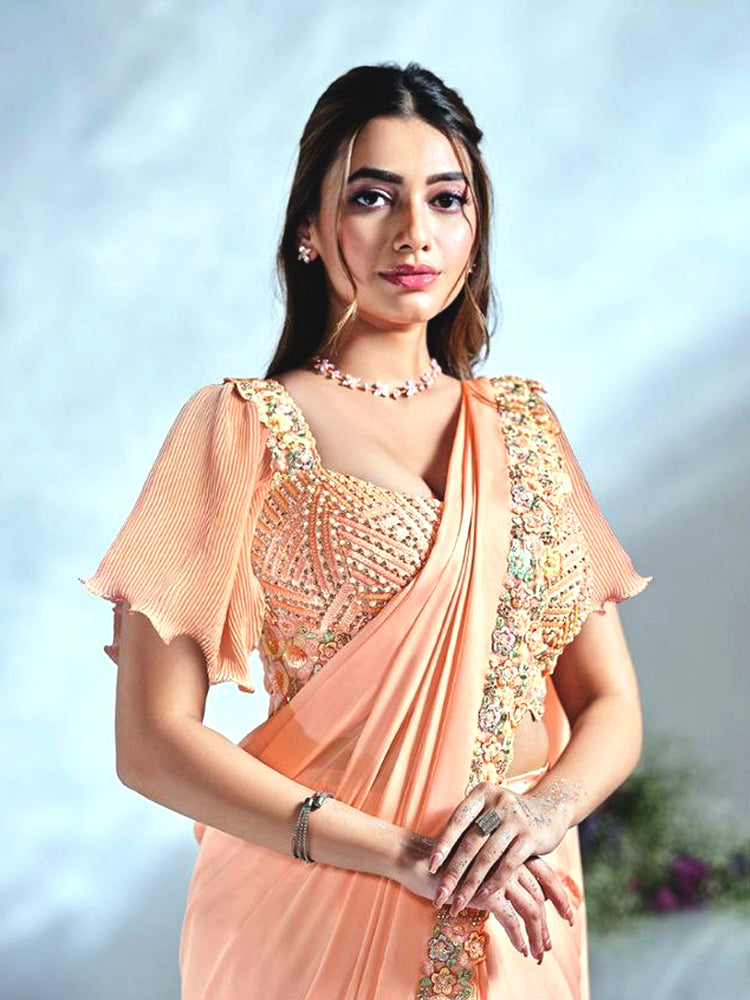 Sangini Salmon Silky Saree – Nonita Fashion